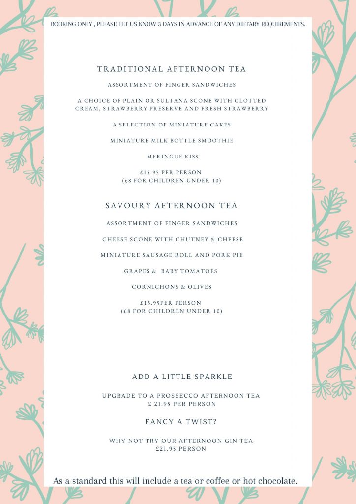 Afternoon Tea Menu – The PEWSHAM