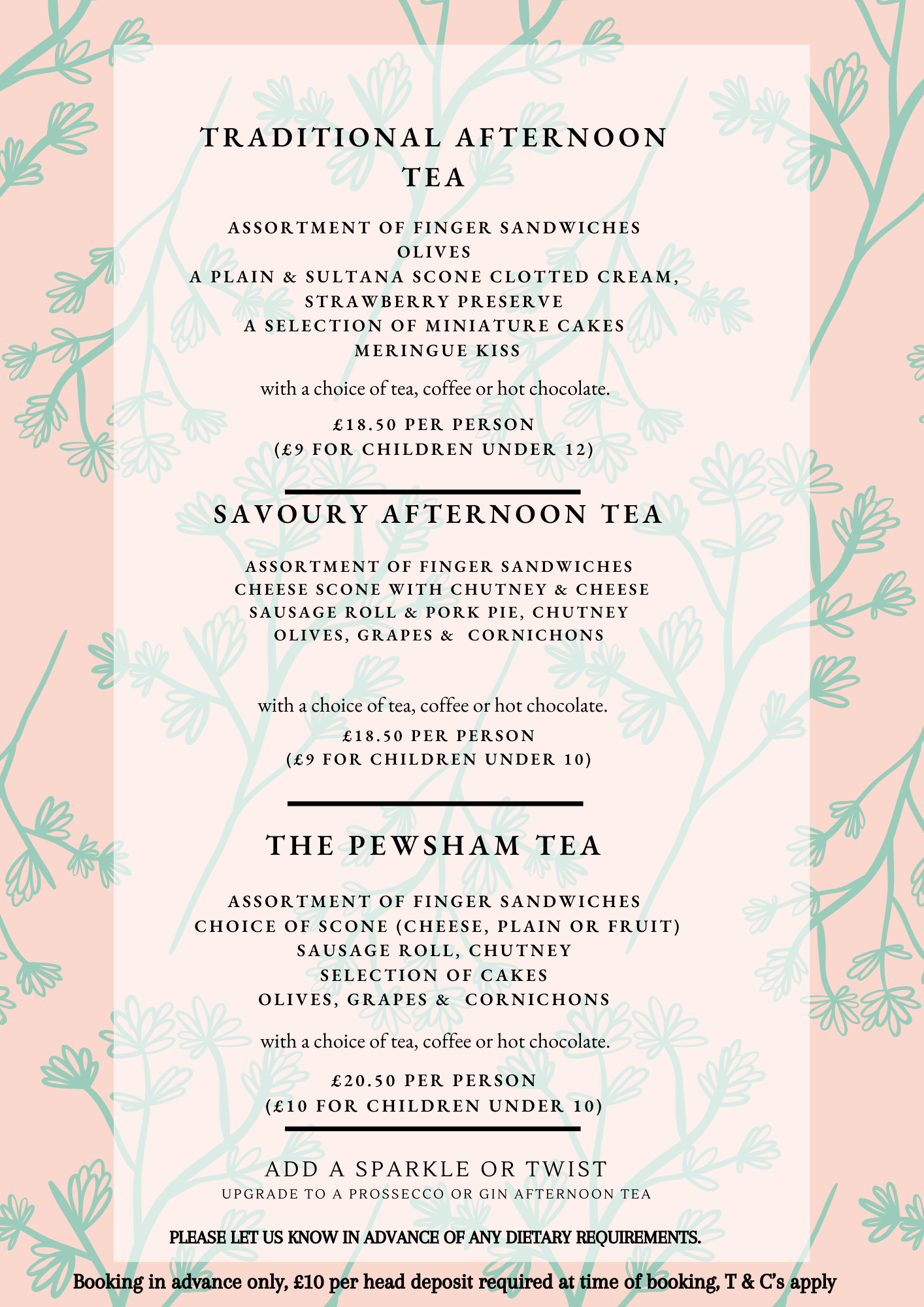 Afternoon Tea Menu – The PEWSHAM